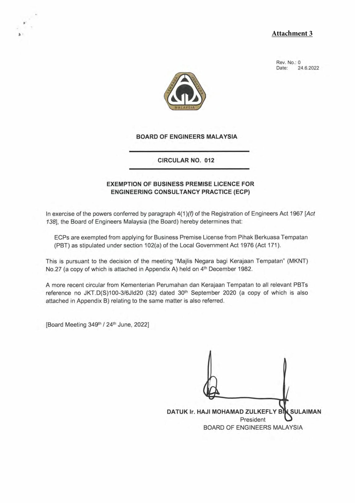 BEM Circular on “Exemption of Business Premise License for Engineering ...