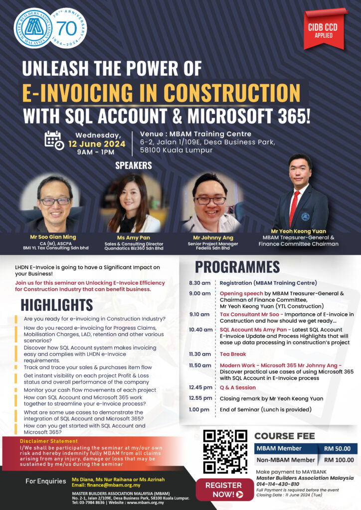 MBAM Seminar on “Unleash the Power of E-Invoicing in Construction with ...